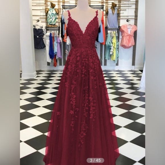 Prom Lily | Dresses | Nwot Promlily Red Lace Faux Pearl Sleeveless ...